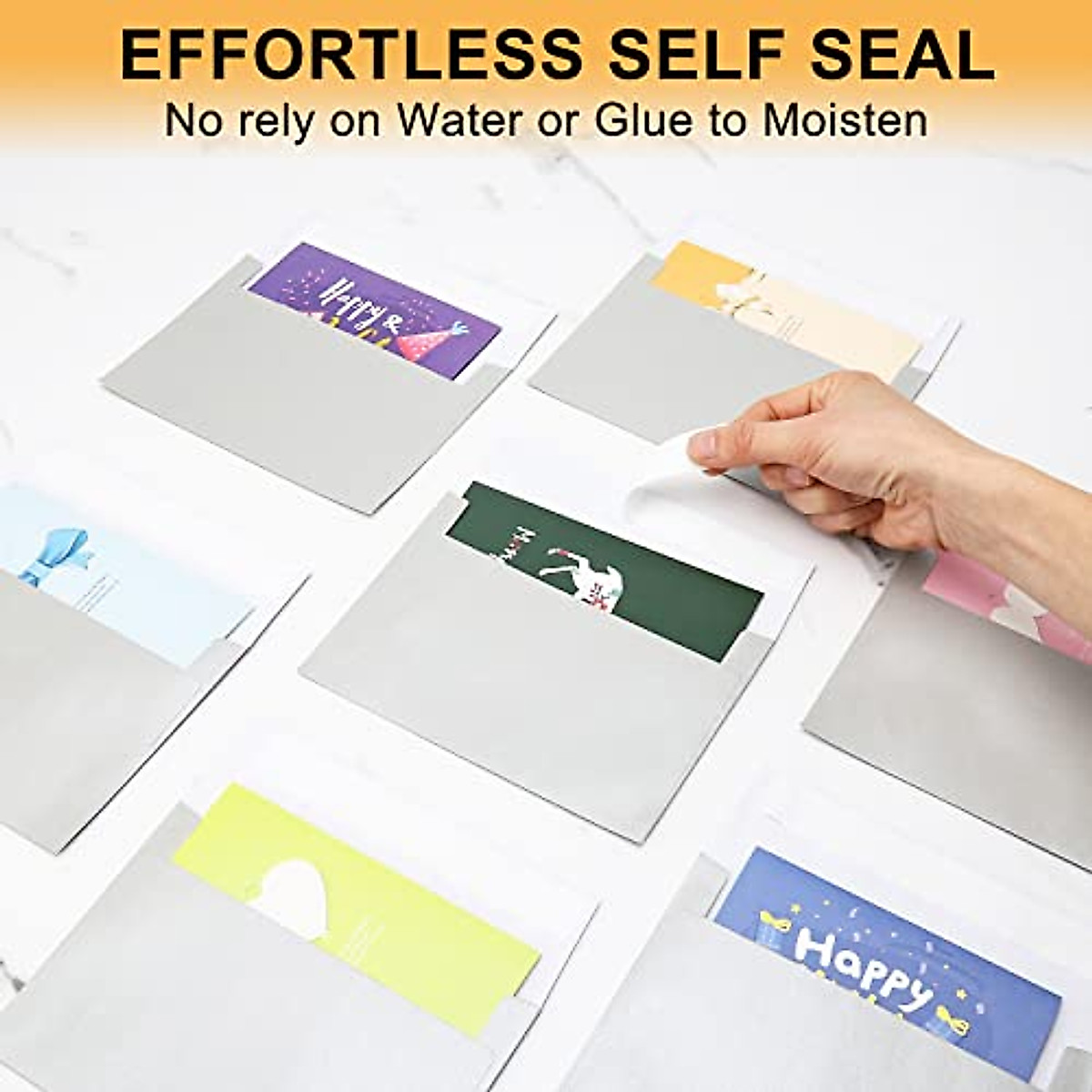 100 Pack Silver A7 Envelopes with 5 x 7 Card Envelopes Bulk Self Adhesive Seal Envelopes Invitation Envelopes for Weddings Invitations Birthday Baby Shower Metallic Silver Envelopes