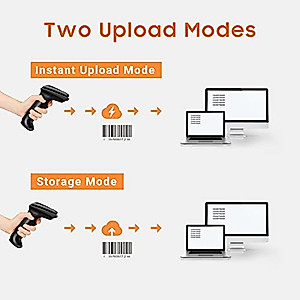 Tera Barcode Scanner Wireless and Wired with Battery Level Indicator 1D 2D QR Digital Printed Bar Code Reader Cordless Handheld Barcode Scanner Compact Plug and Play Model D5100
