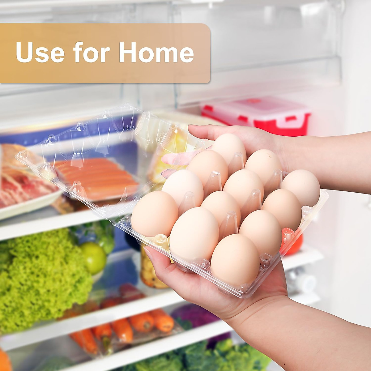 KUKLIPJIM 120 Pack Bulk Egg Cartons, Clear Plastic Chicken Egg Holders, Egg Tray Carton Holder for Home & Kitchen, Farm & Market Use, An Eco-Friendly Egg Storage Solution, 12 Grids