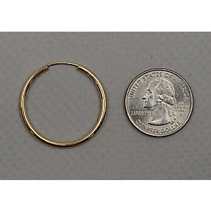 Medium 14K Yellow Gold Continuous Endless Hoop Earrings (2mm Tube) (30mm)