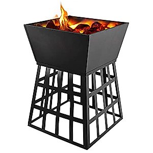 Iron Large Fire Pits Cast Iron Firepit Modern Stylish BBQ Burn Pit Outdoor for Garden Patio Terrace Camping Stand Stove