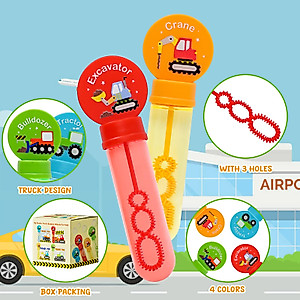 Construction Bubbles for Kids 16 Pack Wand Bubble with Thank You Cards Classroom Prizes Wedding Goodie Bag Stuffer Construction Birthday Party Supplies