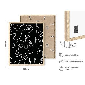 HAUS AND HUES Line Art Wall Decor - Wall Art Woman Silhouette Minimalist Line Art Female Poster Minimalist Art Wall Silhouette Female Figure Posters Black Face Collage (Framed Black 16x20)