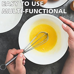 Anaeat Mini Wire Whisks, Set of 2 Portable Stainless Steel Kitchen Tiny Whisk & Egg Beater with Thick Wire - Sturdy Small Mixing Balloon for Cooking, Blending, Whiping, Beating and Stirring (5" + 7")