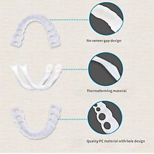 2 Pairs Veneers Snap in Teeth Teeth Comfort Fit Whitening Veneer Snap on Dentures with Woman & Man Party in Smile Beautiful Snapping instants