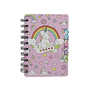 LEOMOSTE Mini Spiral Notebook for Kids Girls Pocket Journal Memo Ruled Paper, 3 Cute Unicorn Designs, 5.5” x 3.4”