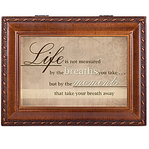 Cottage Garden Life is Woodgrain Rope Trim Music Box Plays Edelweiss