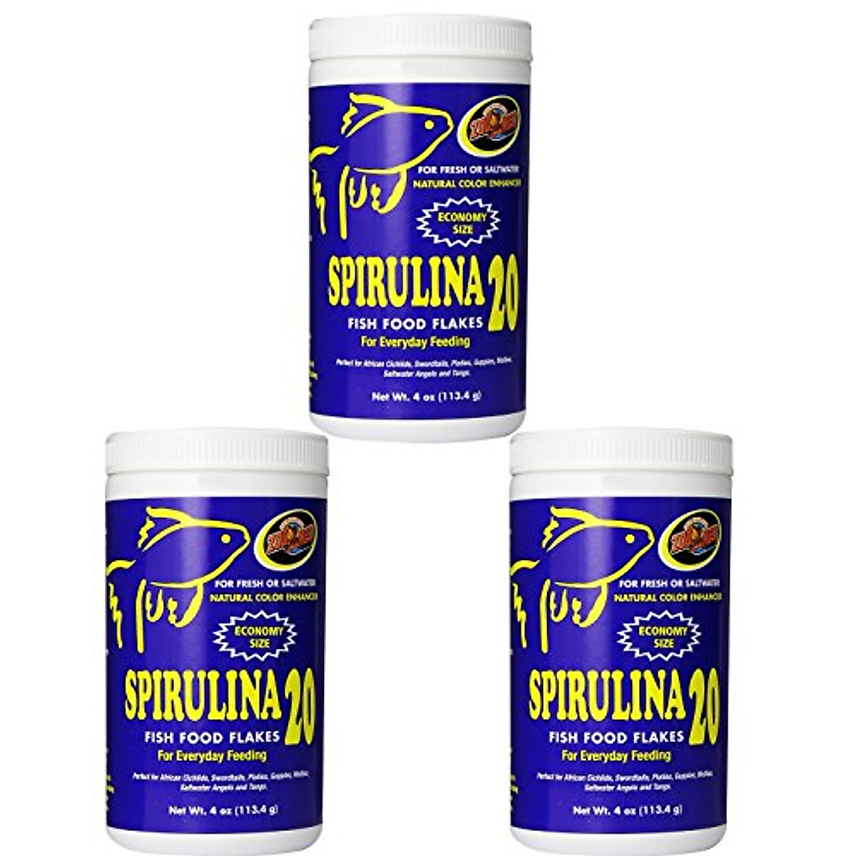 Zoo Med Spirulina 20 Flake Fish Food, 4-Ounce (3 Pack)