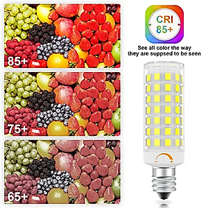 DUMILOO E11 Led Bulb Dimmable, 75 Watt Halogen Equivalent, 7W Daylight White 6000K, T4 Mini Candelabra Base, JDE11 120V 75W for Ceiling Fans, Chandeliers, Cabinet Lighting, Pack of 4