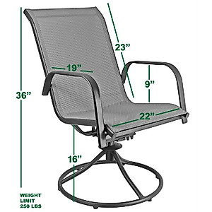 Garden Elements Sienna Metal Patio Chair Swivel Rockers (Pack of 2, Grey)