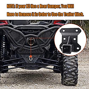 DarSeity 2" X3 Rear Receiver Hitch Compatible with 2017-2023 Can Am Maverick Turbo/Max Turbo/X DS/X RS Turbo, Heavy Duty Standard 2inch Attachments
