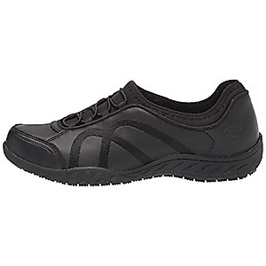 Skechers Women's Slip on Bungee Gore Food Service Shoe, Black, 7.5