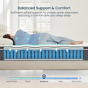 Beaullnuit King Mattress, 12 Inch Hybrid Mattress in a Box, Memory Foam with Pocket Springs for Pressure Relief and Motion Isolation, Medium Firm Mattress, CertiPUR-US Certified, 120 Night