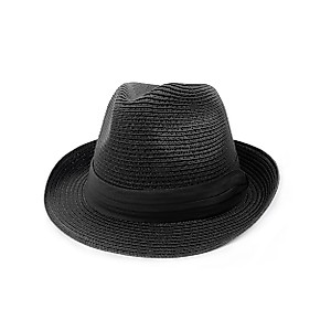 Zylioo XXL Oversize Straw Trilby Hat,Big and Tall Short Brim Panama Hats,Roll Up Summer Fedora Hat