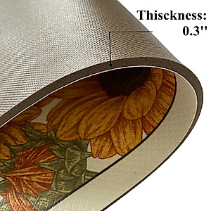 UKELER Farmhouse Kitchen Rug Set 2 PCS Sunflower Floral Waterproof Laundry Room Rugs Runner Non Slip Cushioned Anti-Fatigue Area Rugs for Kitchen Laundry Room