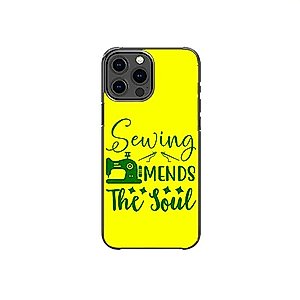 Sewing Mends The Soul Sewing Enthusiast Sarcastic Funny Inspirational Pattern Art Design Anti-Fall and Shockproof Gift iPhone Case (iPhone XR)