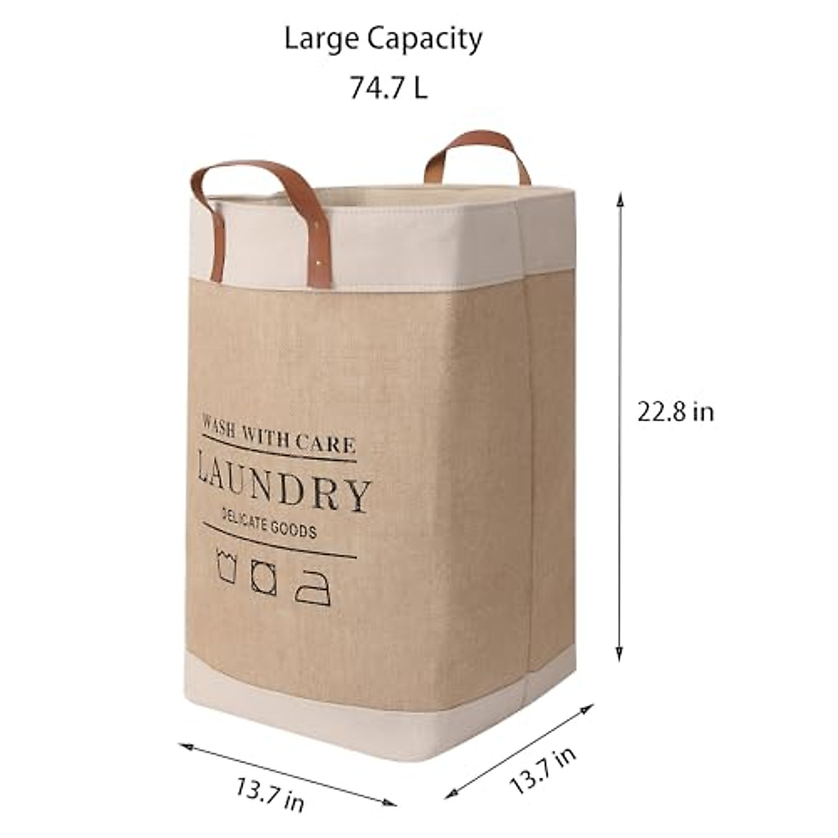 Mantto Large Laundry Basket Hamper Freestanding Laundry Hamper Collapsible Tall Clothes Hamper Storage Basket Foldable Laundry Basket Organizer for Laundry Bedroom Bathroom Toys 75L