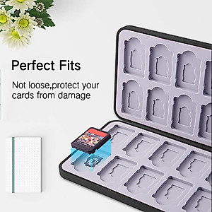 PERFECTSIGHT Switch Game Card Case for Nintendo Switch Lite/ Switch OLED, Cute Kawaii Portable Thin Compact Hard Shell Case, NS Protective Shockproof Holder Storage Box with 24 Cartridge Slots, Zel