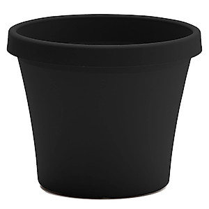 Bloem Terra Pot Round Planter: 16" - Black - Matte Finish, Durable Resin, Traditional Style Pot, for Indoor and Outdoor Use, Gardening, 8 Gallon Capacity, Saucer Not Included