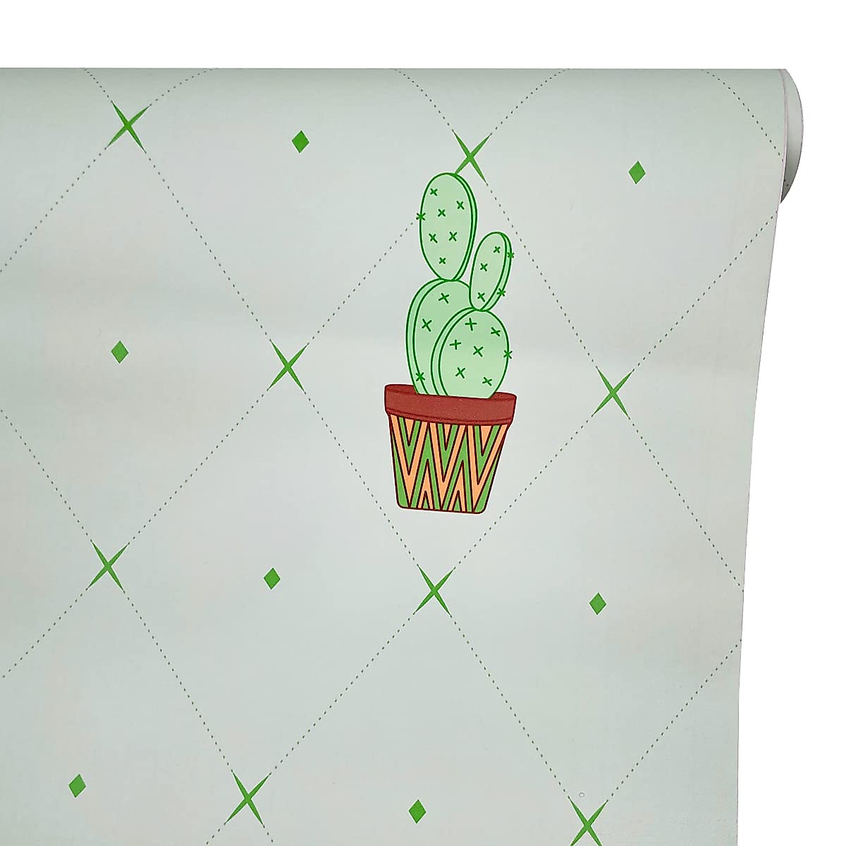 Yifely Cactus Shelving Paper Removable Light Green Shelf and Drawer Liner Cover L-Shaped Desk with Bookshelves 17.7 Inch by 9.8 Feet