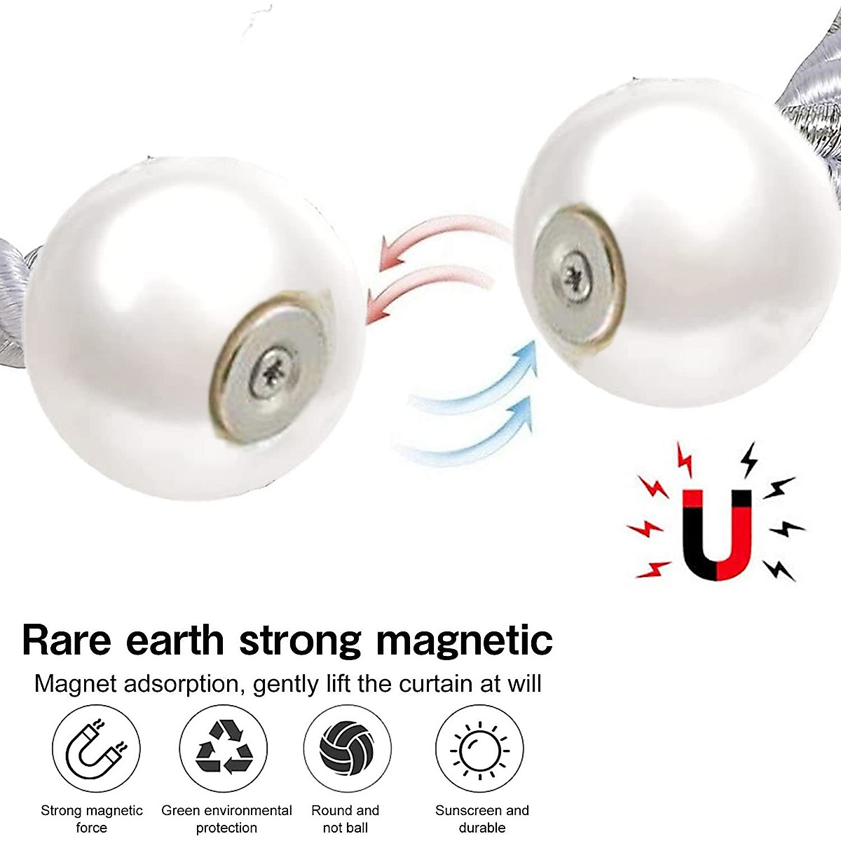 2 Pack Magnetic Curtain Tiebacks Convenient Drape Tie Backs Weave Holder for Window Draperies Hold Curtains Drape Ties Backs 16 inch Holdback