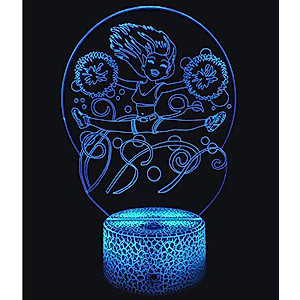 YTDZLTD Optical Illusion 3D Cheerleader Night Light 16 Colors Changing USB Power Remote Control Touch Switch Decor Lamp LED Table Desk Lamp