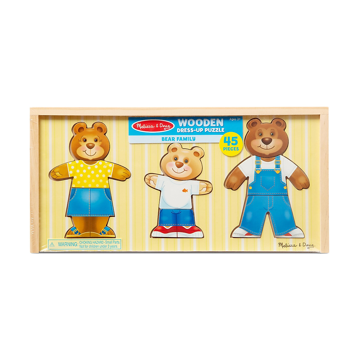 Melissa & Doug Mix 'n Match Wooden Bear Family Dress-Up Puzzle With Storage Case (45 pcs) - Wooden Teddy Bear Puzzle, Sorting And Matching Puzzles For Toddlers Ages 3+