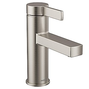 Moen Beric Spot Resist Nickel Modern One-Handle Single Hole Bathroom Faucet with Drain Assembly and Optional Deckplate for Your Bath Sink, 84774SRN