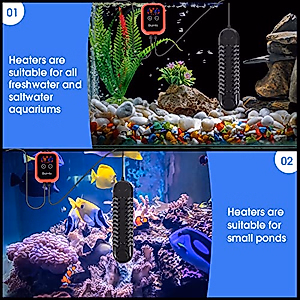 Buinto Fish Tank Heater. Aquarium Heater. Small Pond Heater. 800W. 1200W Double-Tube Heating, Energy Saving and Power Saving. Suitable for Freshwater and Saltwater Aquariums (1200W)