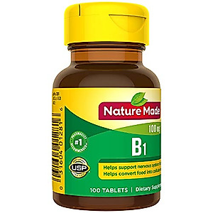 Nature Made Vitamin B1 100 mg, Dietary Supplement for Energy Metabolism Support, 100 Tablets, 100 Day Supply