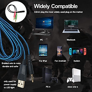 SVYHUOK Wired Pro Gaming Headset with Mic for Xbox one PC PS4, Noise Cancelling Over Ear Gaming Headphones, Stereo Bass Surround Sound, LED Light, MacBook Laptop Game Earphone Accessories