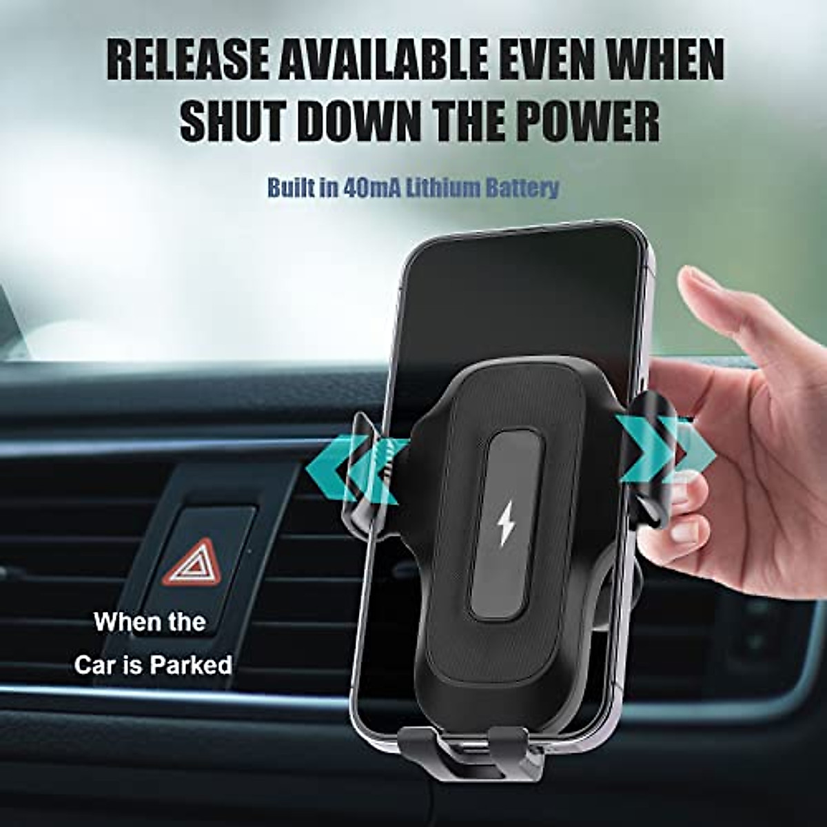 Wireless Car Charger, Amlink 15W Max Qi Fast Charging, Auto-Clamping Alignment Car Phone Holder Mount, Air Vent Wireless Charging for iPhone 14 13 12 11 Pro Max, Samsung Galaxy S22 S21 S20+, etc
