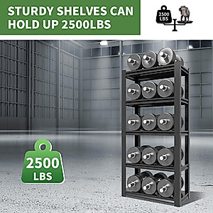 VIYET Garage Shelves,72" H Garage Shelving Heavy Duty, 2500Lbs 5 Tier Adjustable Garage Storage Shelves Suitable for Warehouse, Basement, Workshop, Kitchen, Require Assembly, 16" D*36" W*72" H, Black