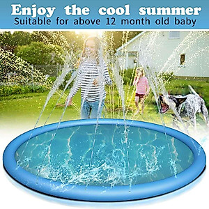 Sprinkler Splash Pad for Dogs .Non Slip Dog Pool Sprinkler for Dogs Thickened Durable Bath Pool Outdoor Games Water Mat Toys,- (59")