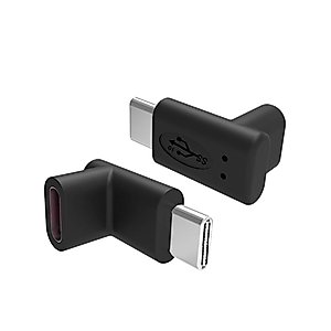 90 Degree Right Angle Type-C Male to Type-C Female Adapter 100W 40G,up and Down 90 Degree Type-c Plug to Jack Expansion Adapter is Suitable for Notebook Computers, Tablet Computers and Mobile Phones