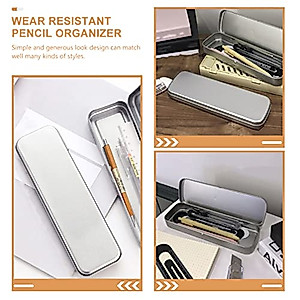 Operitacx 2pcs Metal Pen Cases Tin Pencil Boxes Metal Hinged Tin Stationery Box Small Pencil Case Rectangular Empty Hinged Tins Box Containers Storage Home Organizer for Pen Pencil Makeup Brushes