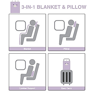 VigorSpring 3-in-1 Kids Travel Pillow Blanket Set, Snuggle Pillow in 12"X15", Plush Throw Blanket for Kids in 40"X60",Filled Throw Pillow, Machine-Washable,Great Gift (Lilac)