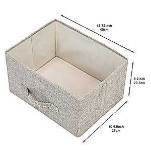 Byouth 4-Tier Dresser Tower, Fabric Drawer Organizer with 4 Easy Pull Drawers with Metal Frame,Wooden Tabletop for Living Room, Closet (Linen)