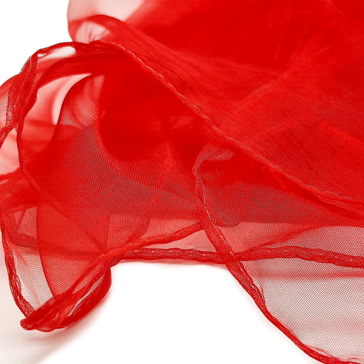 Lolakee Dance Scarves 12 Pcs Juggling Scarves for Kids Play Silk Scarve for Babies Toddlers Children Movement Learning Education Musical Accessories Colorful Scarfs Magic Tricks Performance (Red)