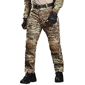 G3 Combat Pant with Knee Pads Tactical Pants Airsoft Multicam Camo Clothes Rip-Stop Paintball Hunting Trousers (Cp)