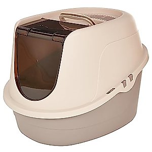 Amazon Basics No-Mess Hooded Cat Litter Box, Standard, Multicolor, 21 in x 16 in x 15 in