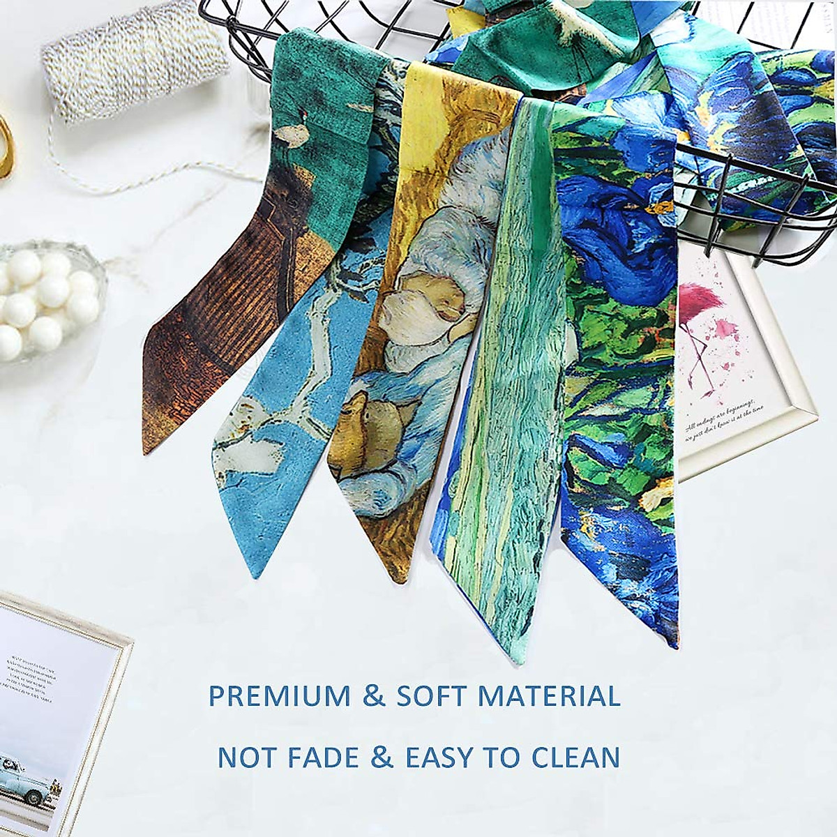 AUHOKY 6Pcs Bag Handbag Handle Ribbon Scarf Hair Band Neckerchief(6 Styles,A)