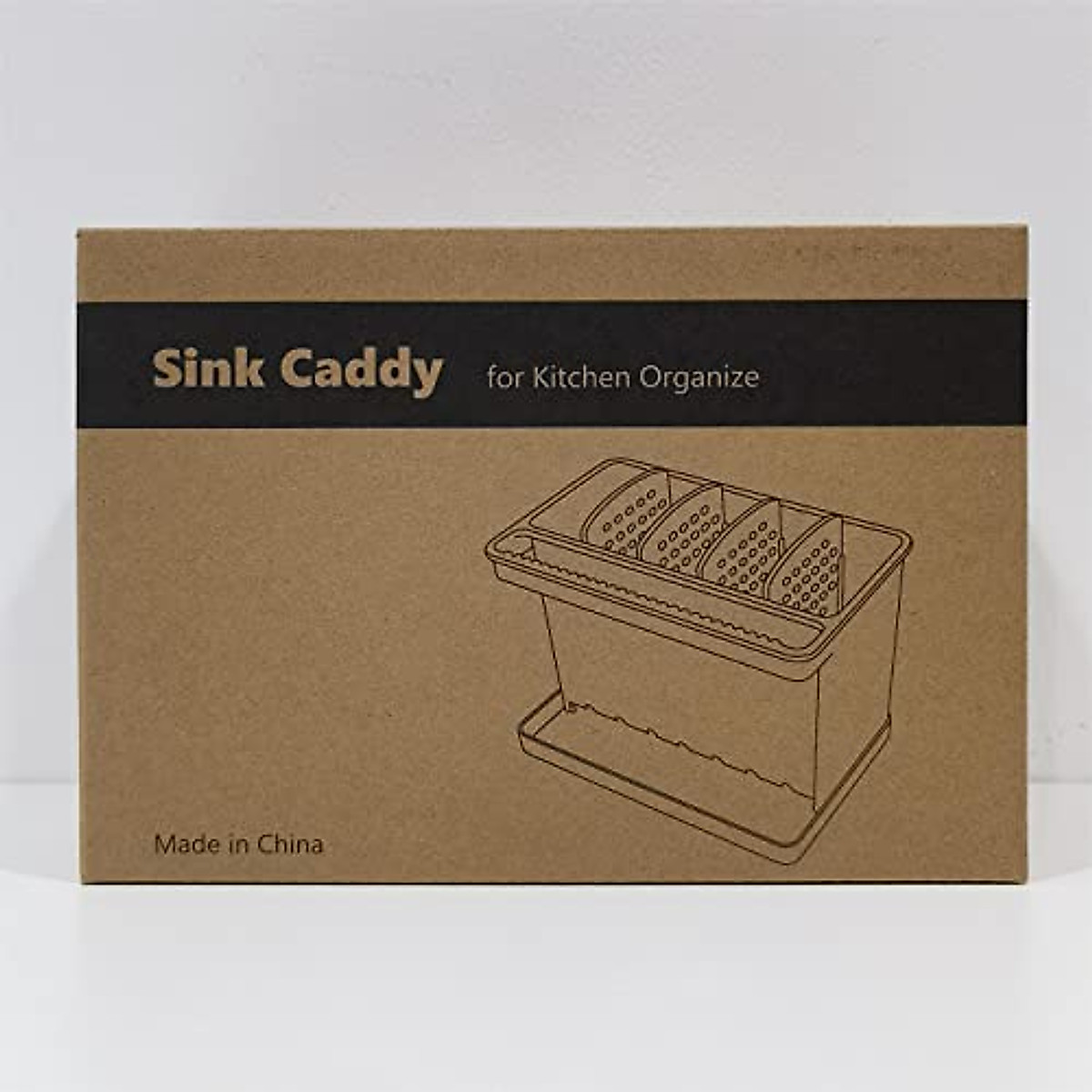 YOHOM Dish Brush Holder for Kitchen Sink Sponge Caddy Countertop Organizer Plastic Scrub Brush Holder with Dividers