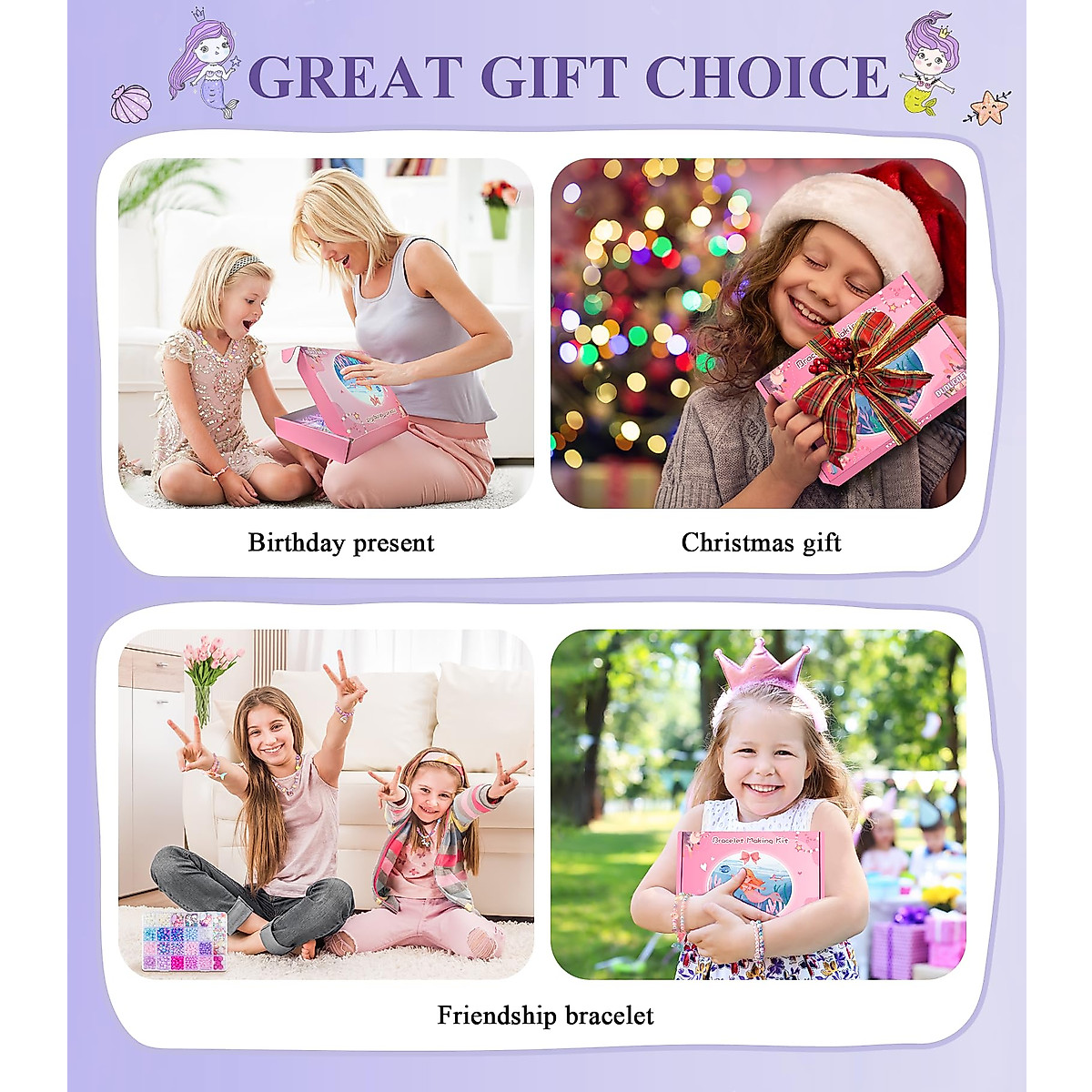 DUDUCOFU 900Pcs Mermaid Bracelet Making Kit for Girls Kids Charm DIY Beads for Jewelry Making, Friendship Bracelet Kit with Ocean Pearl Shell Butterfly Beads for Bracelet Necklace Making