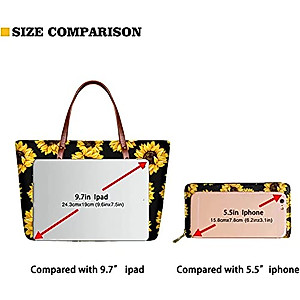 Dellukee Large Tote Bag Purse for Women Husky Print Casual Shoulder Bag Top Handle Bag 2Pcs Handbag Wallet Set