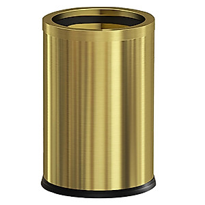 LEASYLIFE 9L/2.4GAL Gold Bathroom Trash can, Brass Bathroom Garbage can Without lid, Small Gold Black Wastebasket for Bathroom, Children's Room,Hotel, Office (Gold)