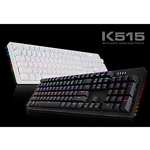 ABKO K515 RGB Gaming Quick Swap Switch Mechanical Keyboard (English/Korean Keycaps) (White, Blue Switch)
