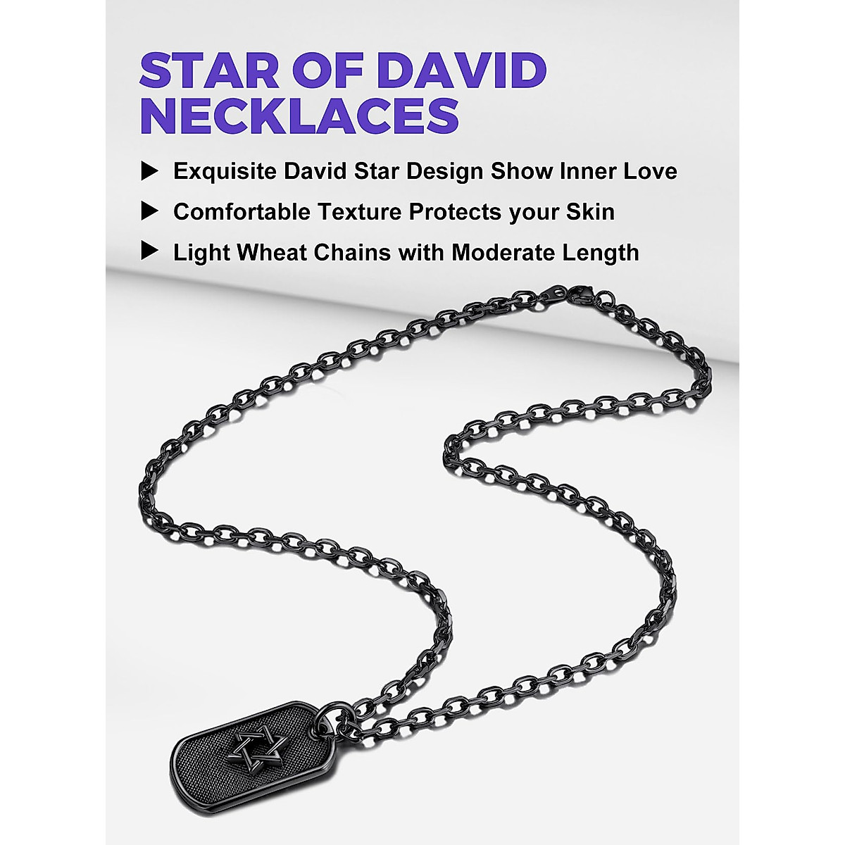 Richsteel Star of David Dog Tag Pendant for Women Mens Jewish Jewelry Chain Israel Flag Gifts Necklace