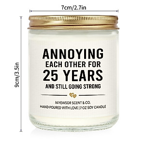 Niyewsor 25th Anniversary Candle, 25th Wedding Anniversary, Gifts for Parents, 25th Anniversary, Gifts for Couple, 25 Year Anniversary, Gifts for Husband, Wife, Friends, Sliver Anniversary