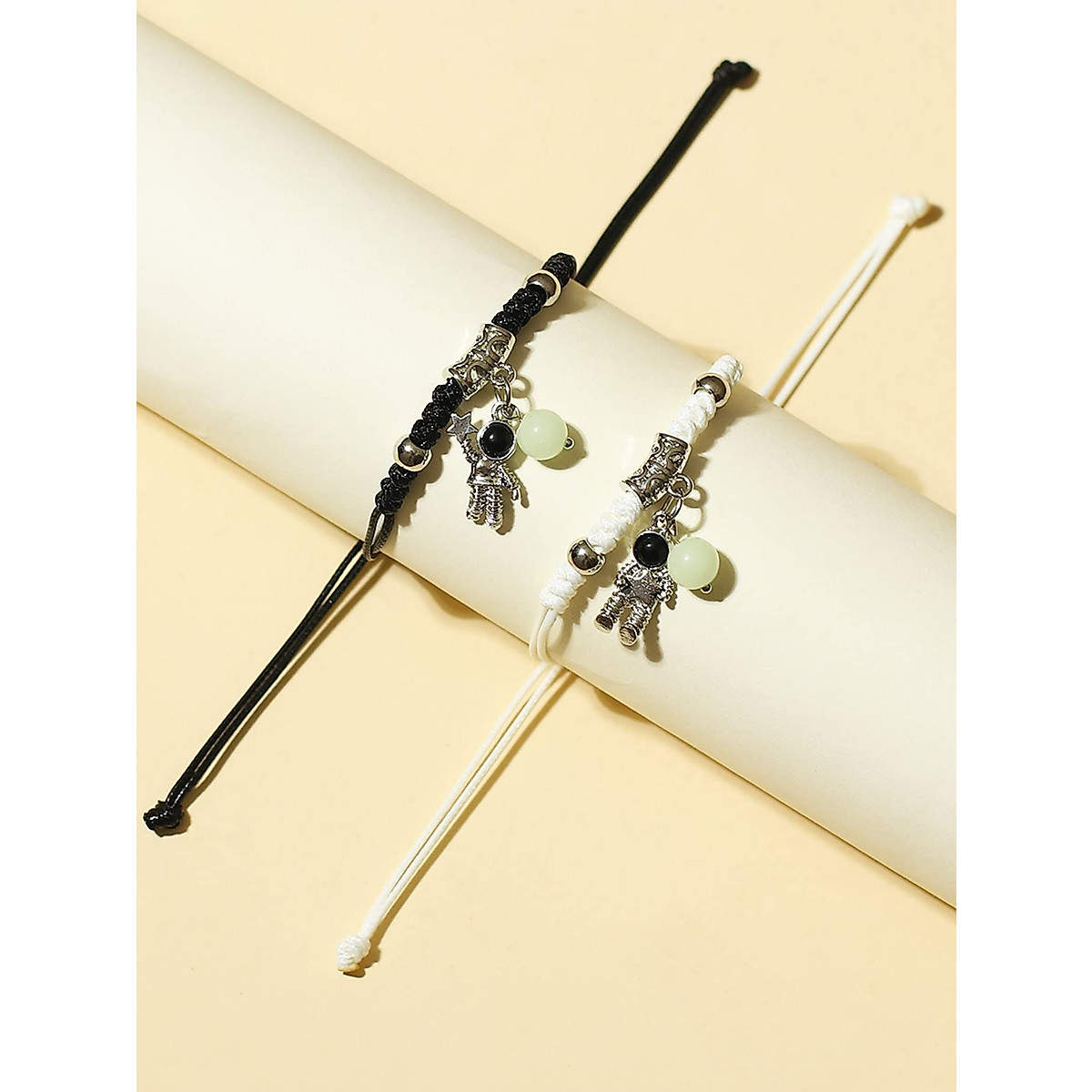 2pcs Couple Glow In The Dark Astronaut Charm Bracelet